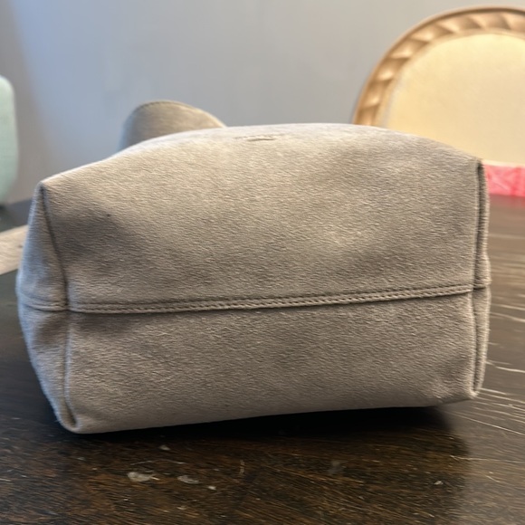 margot | Bags | New Margot Kate Bucket Bag Tote Purse Light Grey Suede ...